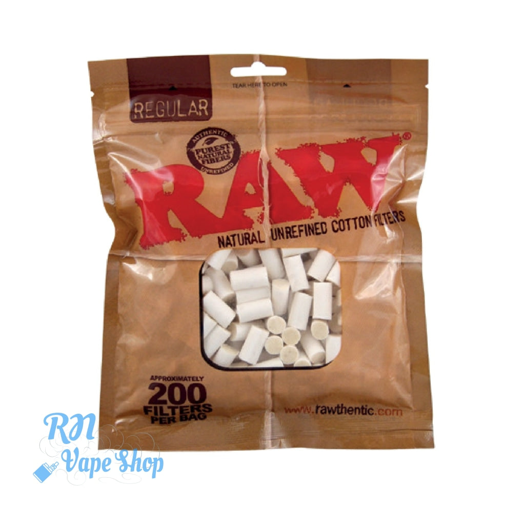 RAW Regular 8mm Cotton Filter Tips 200 Bag | www.rnvapeshop.co.uk – RN ...